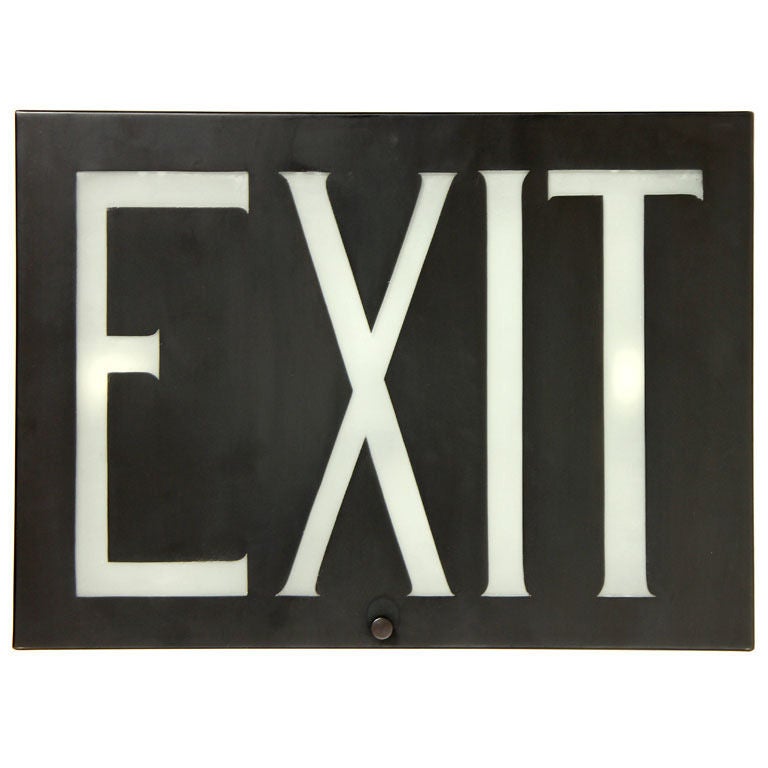 steel lighted Exit sign at 1stDibs