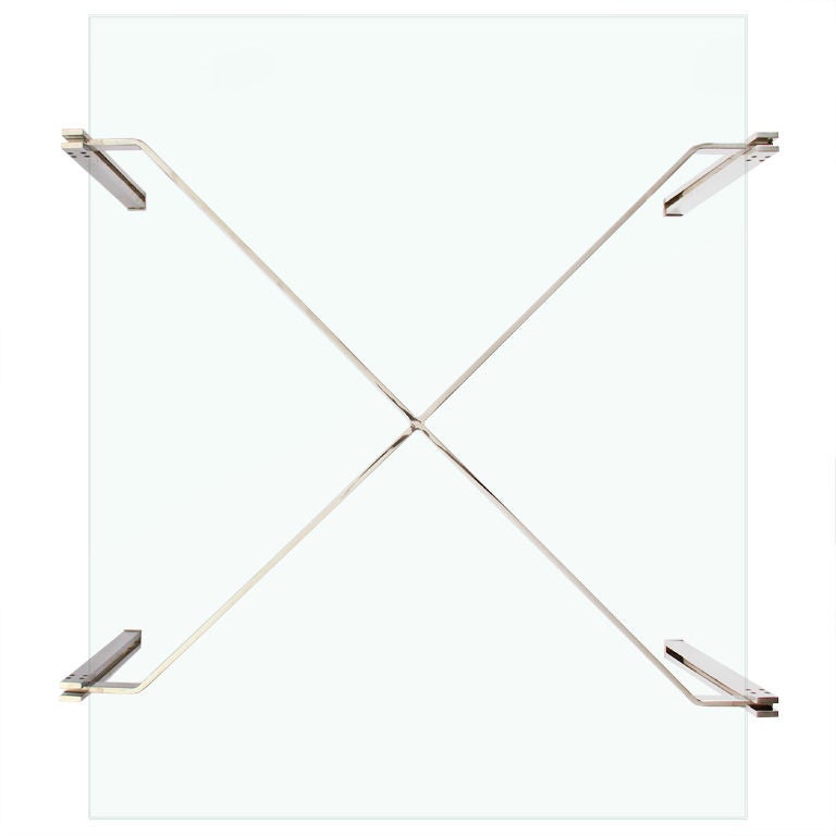 stainless steel "X-base" low table at 1stDibs