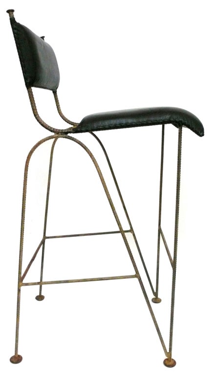 Pair of Rebar and Leather Bar Stools at 1stDibs | rebar bar stools ...