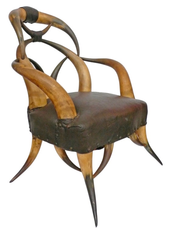 Exceptional Horn and Leather Chair at 1stDibs