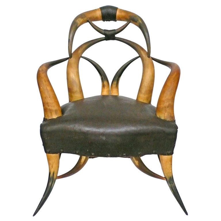 Exceptional Horn and Leather Chair at 1stDibs