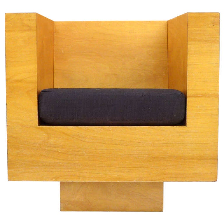 Architectural Plywood Cube Swivel Chair at 1stDibs