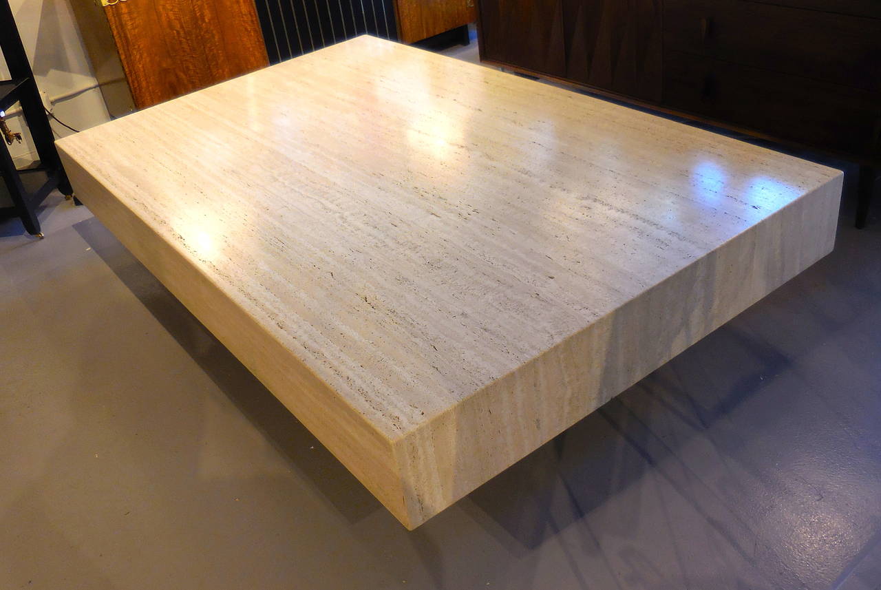 Monolithic Travertine Coffee Table Resting on Two Massive Travertine ...