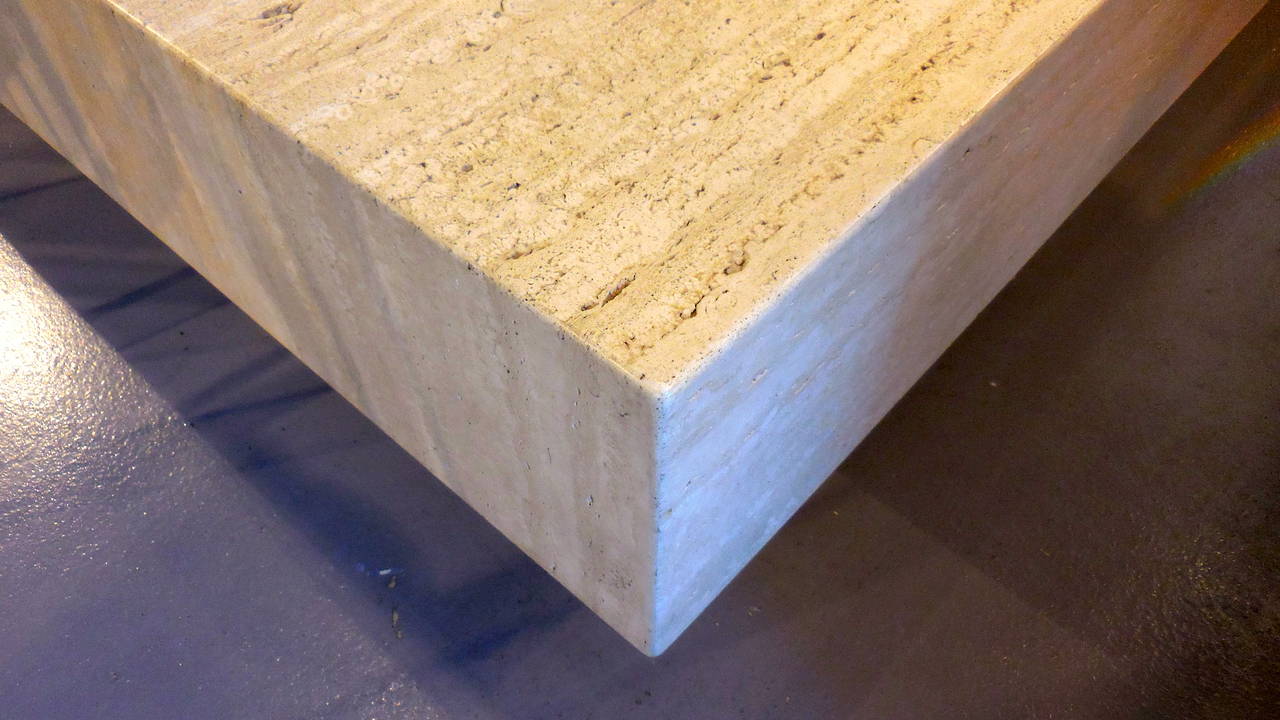 Monolithic Travertine Coffee Table Resting on Two Massive Travertine ...