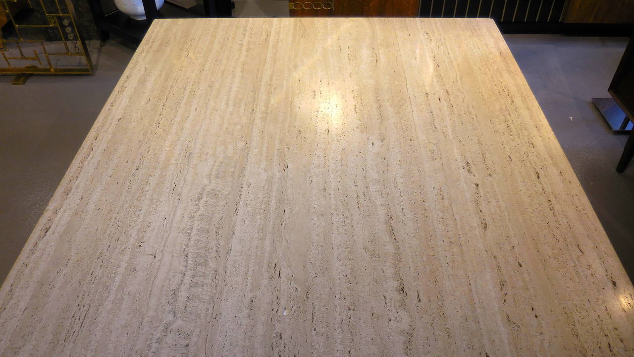 Monolithic Travertine Coffee Table Resting on Two Massive Travertine ...