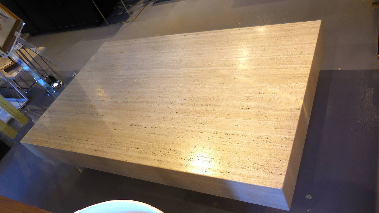 Monolithic Travertine Coffee Table Resting on Two Massive Travertine ...