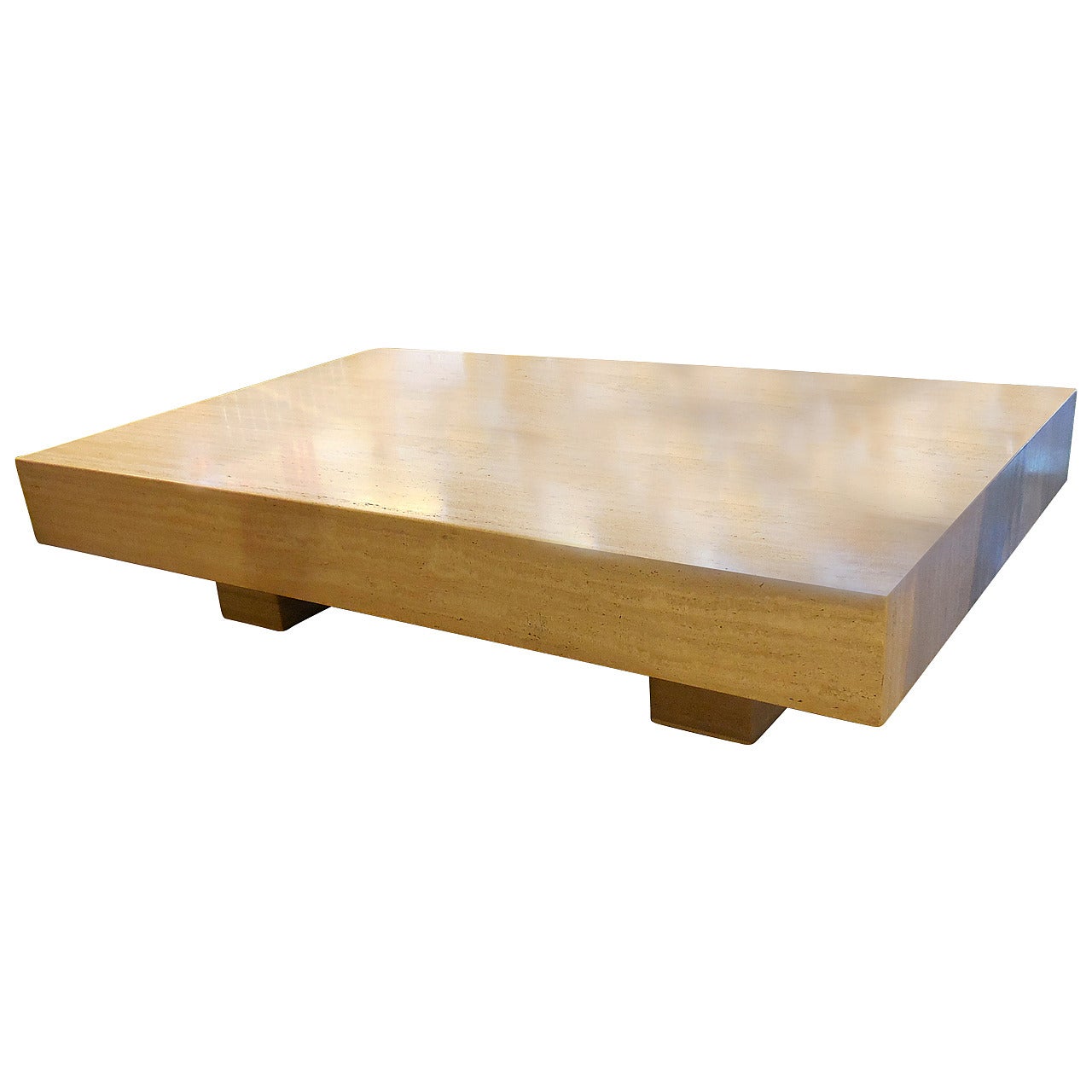 Monolithic Travertine Coffee Table Resting on Two Massive Travertine ...