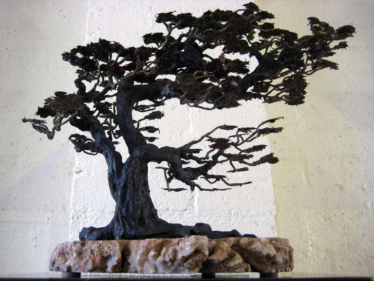 A Naturalistically Sculpted Bronze Bonzai Tree at 1stDibs