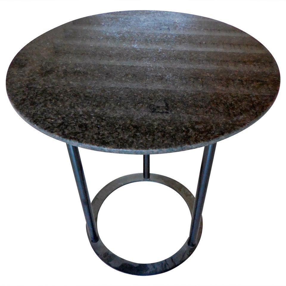 Stylish Small Granite Topped Side Table on Black Metal Base at 1stDibs