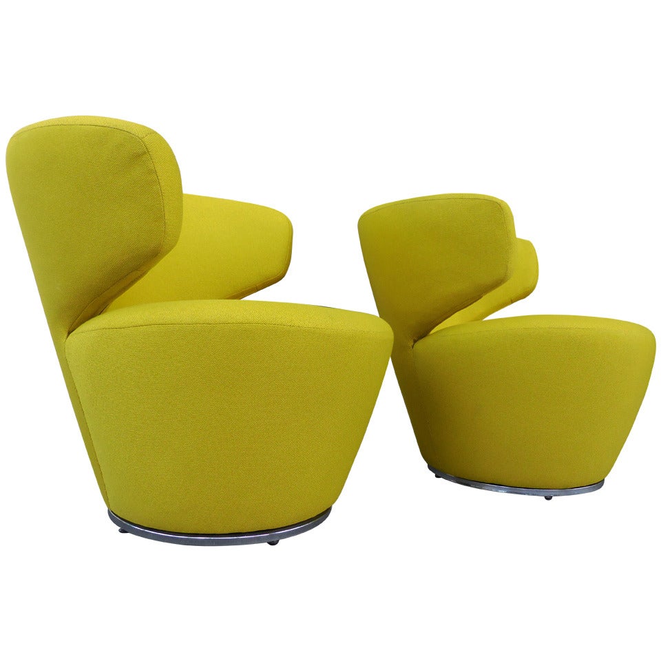 Pair of 1980s Swiveling Occasional Chairs at 1stDibs