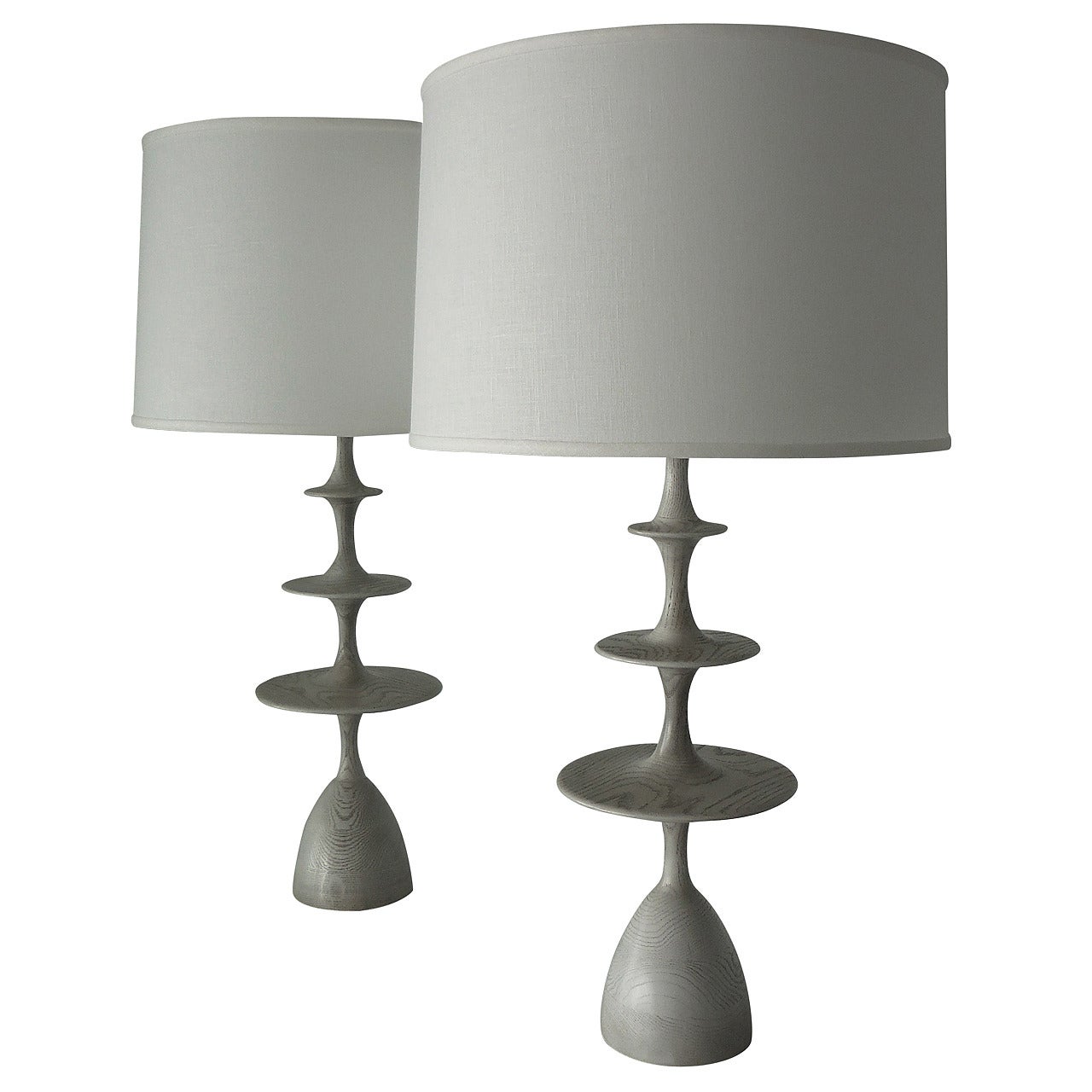 Pair of Gray Stained Oak "Metro" Lamps by Christopher Anthony Ltd. For ...