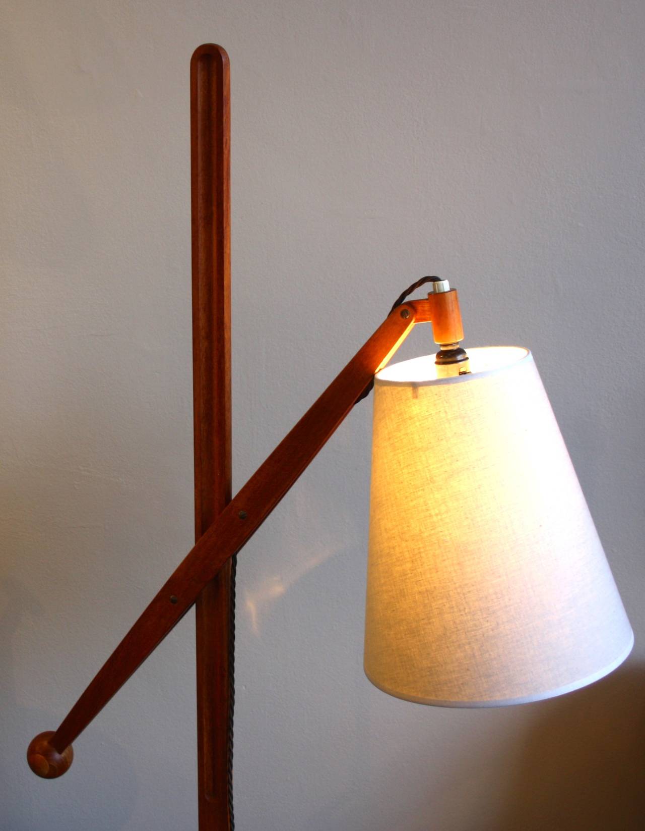 Wilhelm Wohlert Wood and Steel Floor Light at 1stDibs