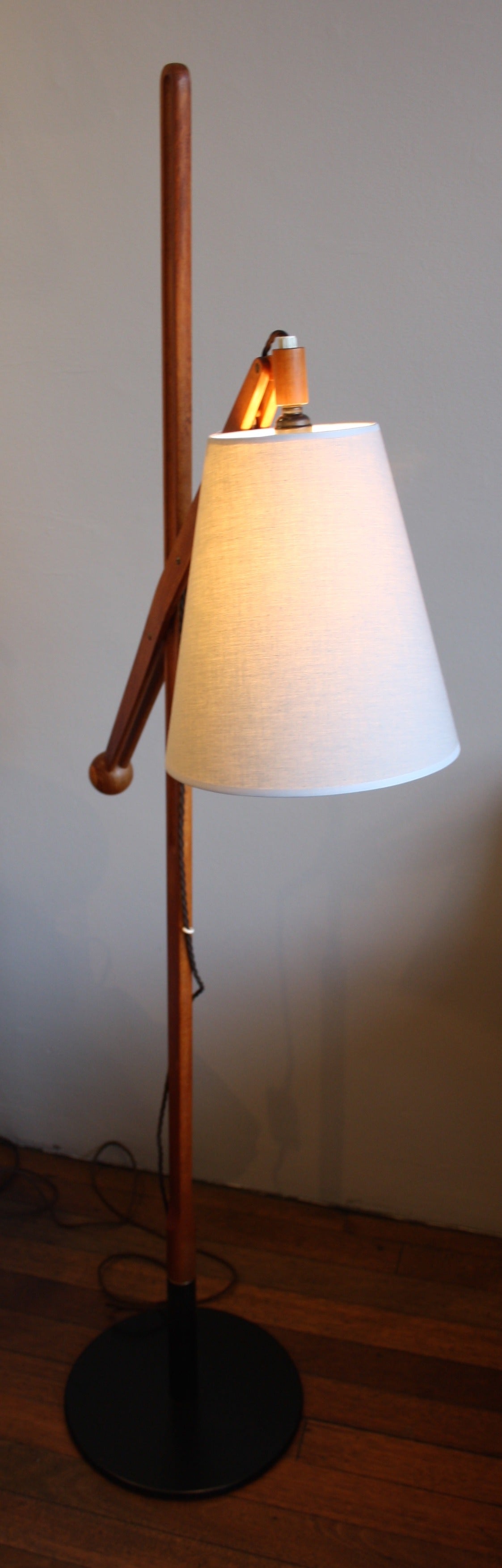 Wilhelm Wohlert Wood and Steel Floor Light at 1stDibs