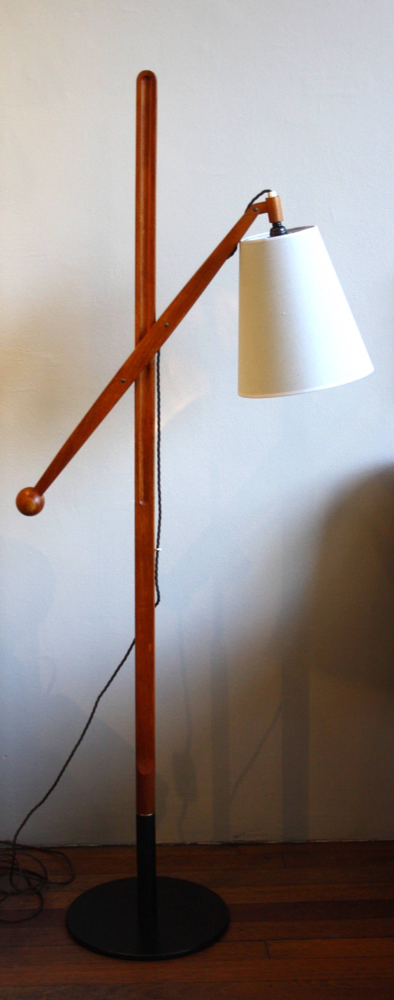 Wilhelm Wohlert Wood and Steel Floor Light at 1stDibs