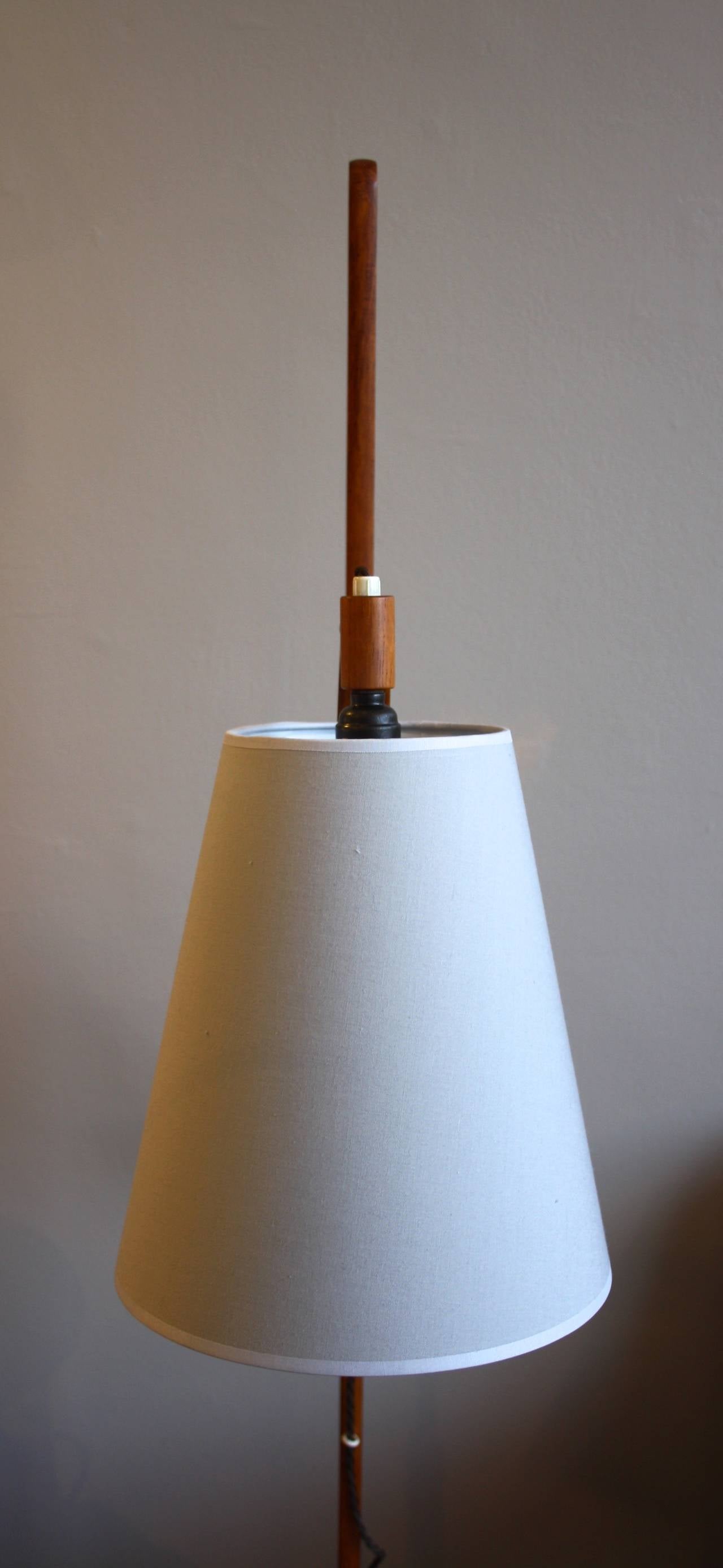 Wilhelm Wohlert Wood and Steel Floor Light at 1stDibs