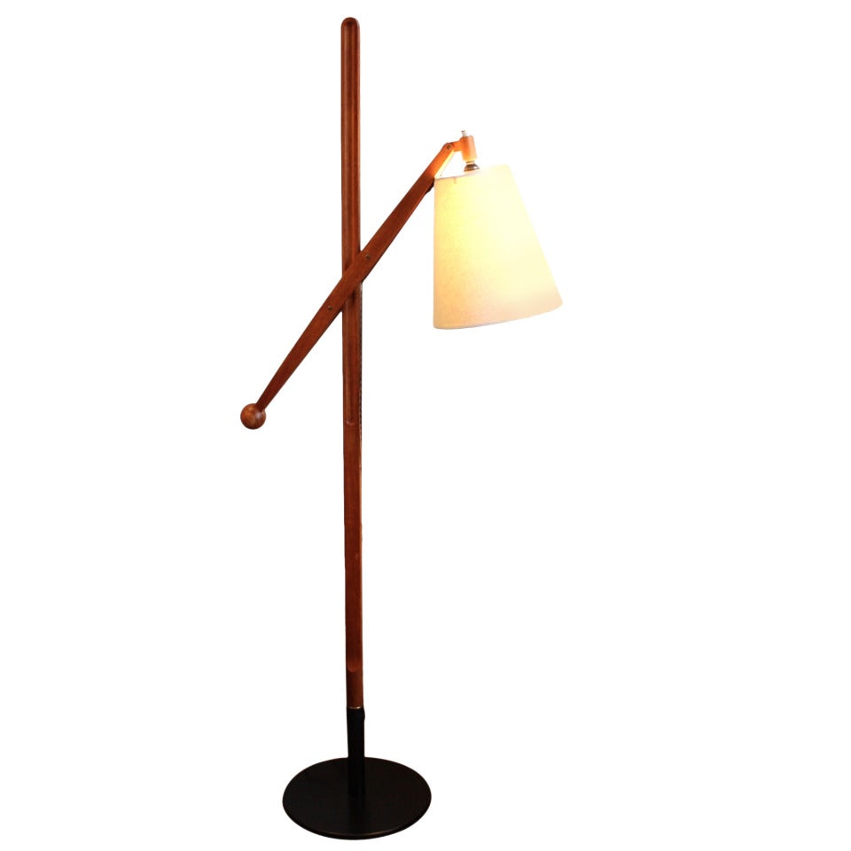 Wilhelm Wohlert Wood and Steel Floor Light at 1stDibs