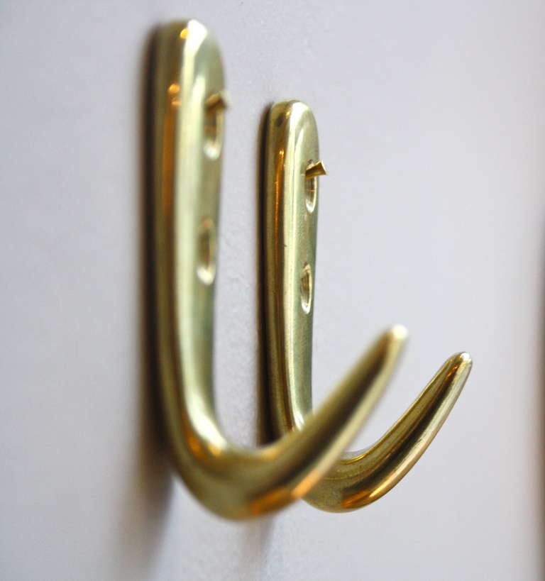 Pair of Carl Aubock Brass Hooks at 1stDibs
