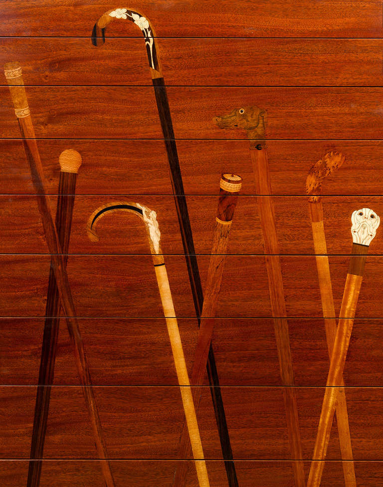 Inlaid Mahogany Cane Cabinet at 1stDibs