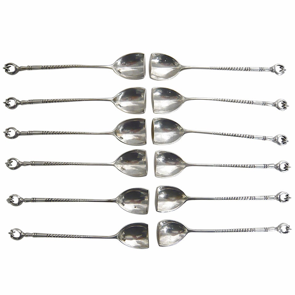 Set of 12 Turkish Coffee Spoons in 800 Silver at 1stDibs