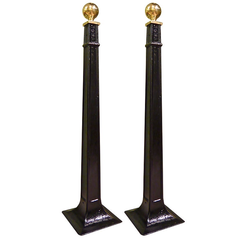 Pair of Cast Iron and Brass Stanchions at 1stDibs | iron stanchions