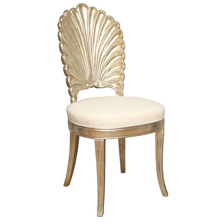 An American Shell Back Carved and Silver Leafed Chair at 1stDibs