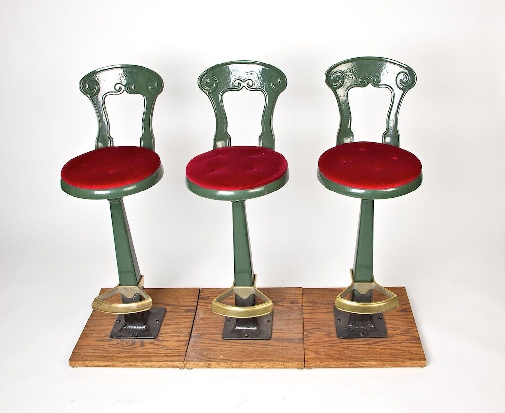 Set of three bar stools from 1910 to 1920 at 1stDibs