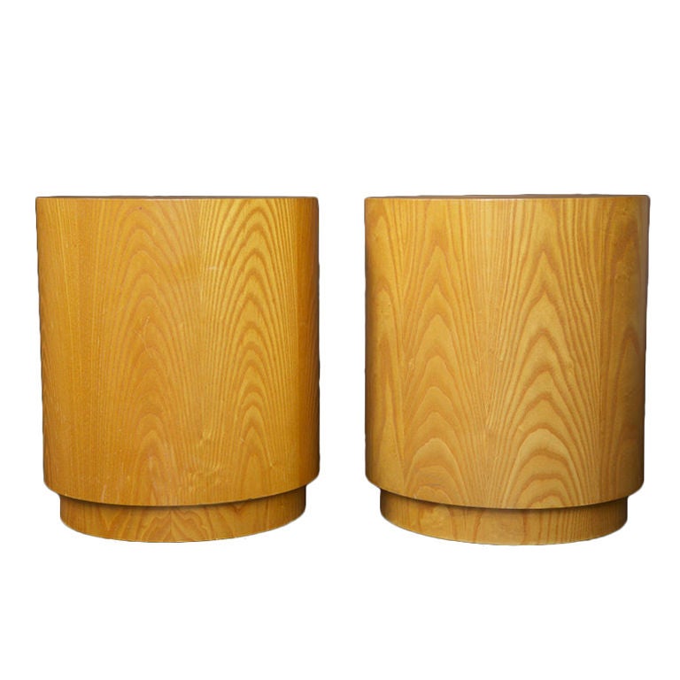 1970's Maple Wood Drum Tables at 1stDibs