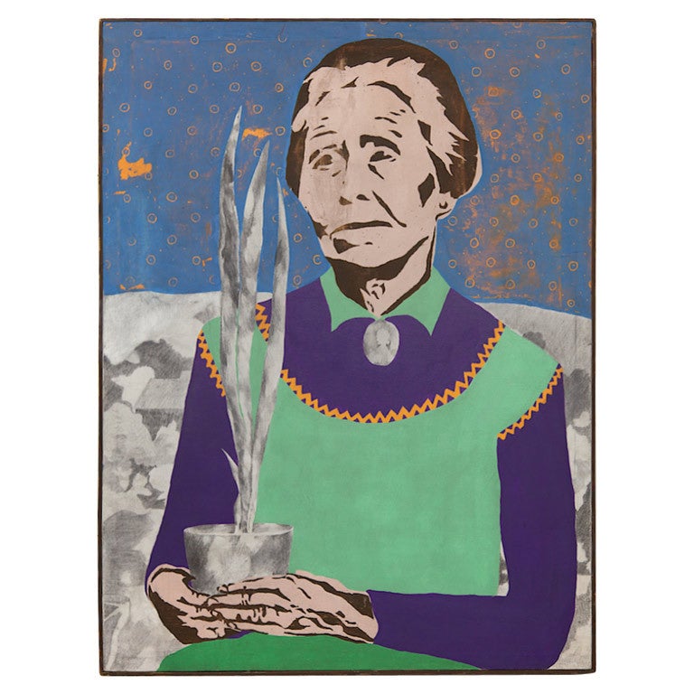 Painting, Stylized After Grant Wood's "Woman with Plants" at 1stDibs ...
