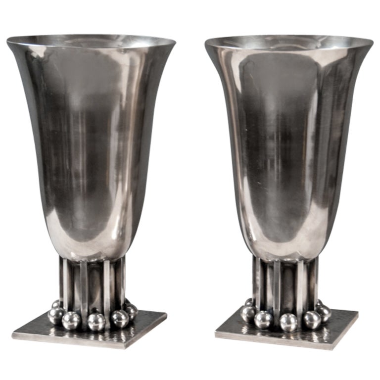 Pair of Monumental Jean Despres Vases at 1stDibs