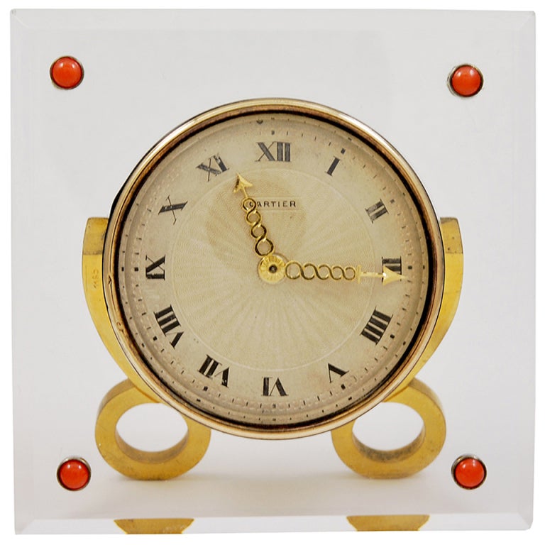 CARTIER GOLD, Rock crystal clock at 1stdibs