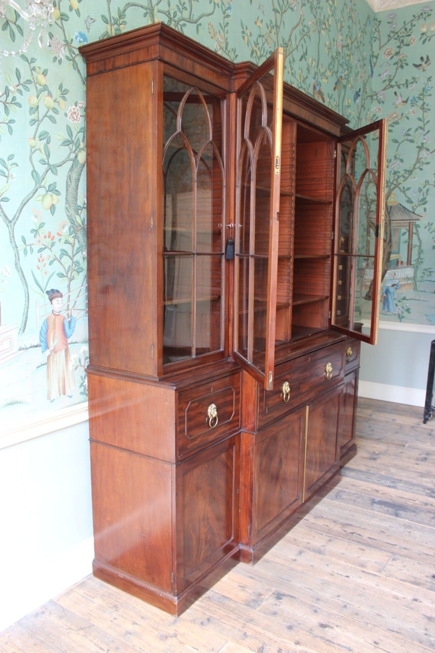 Georgian Mahogany Breakfront Bookcase at 1stDibs