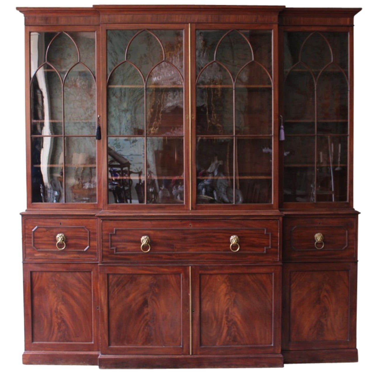 Georgian Mahogany Breakfront Bookcase at 1stDibs