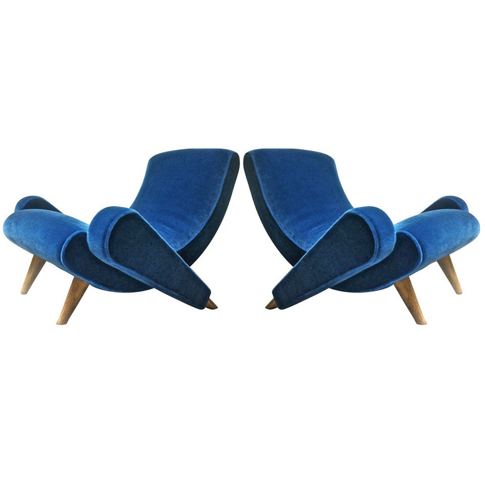 Jean Royere documented and never seen pair of exceptional chairs at 1stDibs