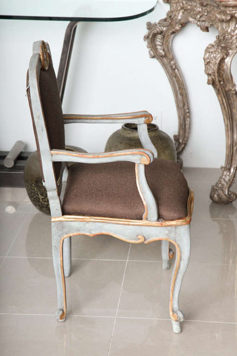 Pair of Italian Late Rococo Blue Painted, Parcel-Gilt Armchair For Sale ...