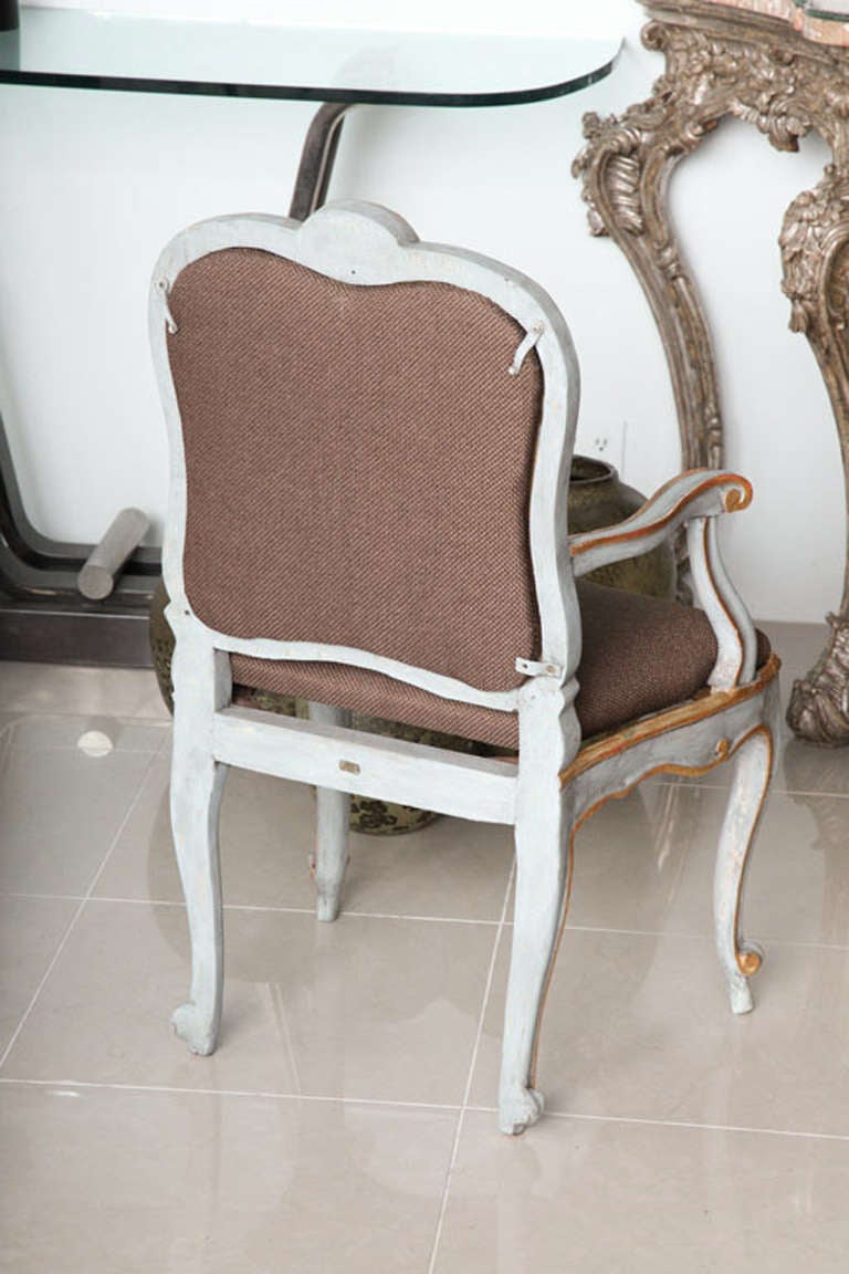 Pair of Italian Late Rococo Blue Painted, Parcel-Gilt Armchair For Sale ...