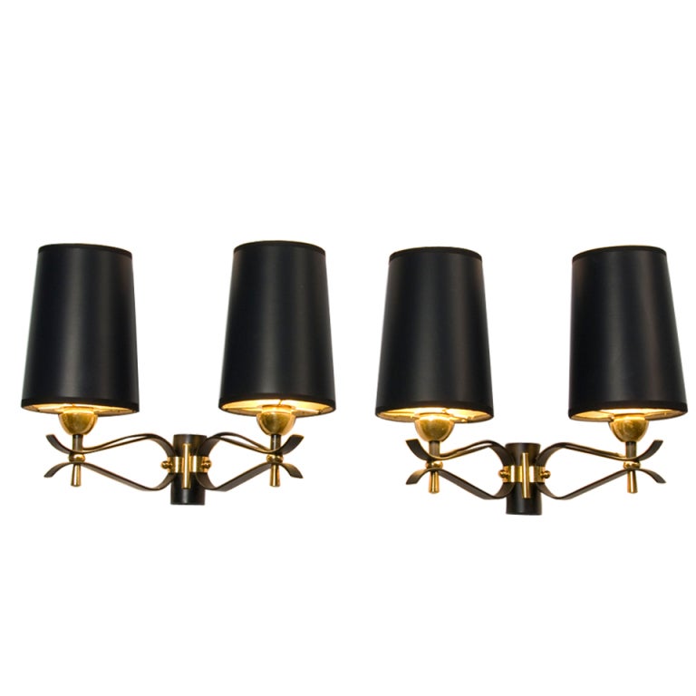 Looped Iron Two Arm Wall Sconces, Pair at 1stDibs