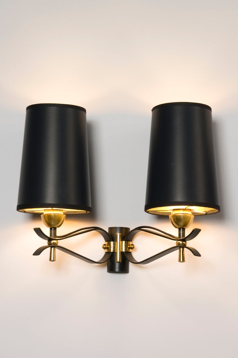 Looped Iron Two Arm Wall Sconces, Pair at 1stDibs