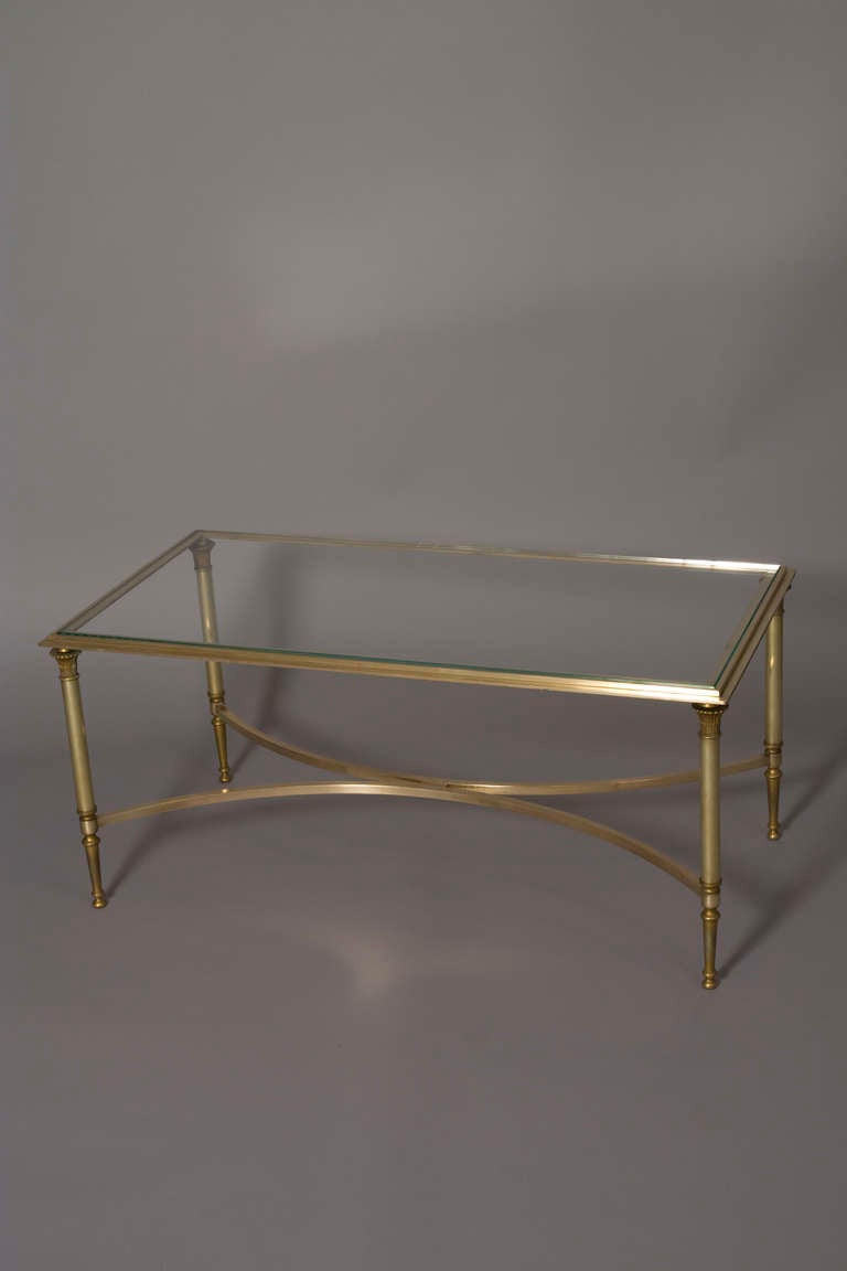 Bronze Frame Glass Top Coffee Table by Maison Charles at 1stDibs