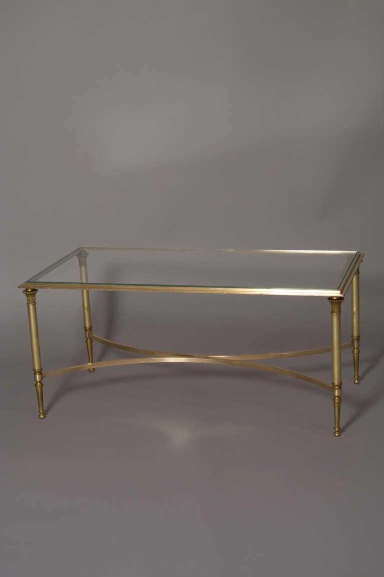 Bronze Frame Glass Top Coffee Table by Maison Charles at 1stDibs