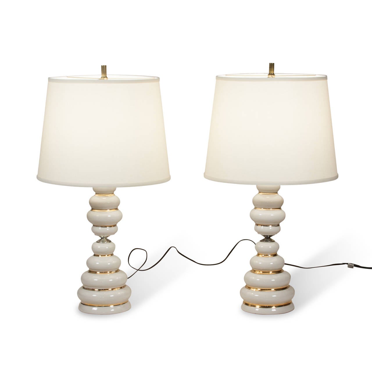 Pair of Stacked Ceramic Table Lamps at 1stDibs