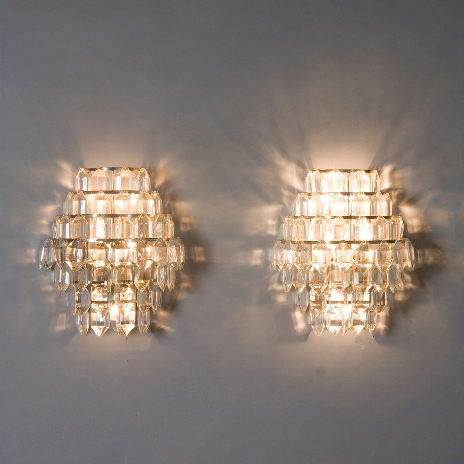 Pair of Faceted Crystal Wall Sconces at 1stDibs