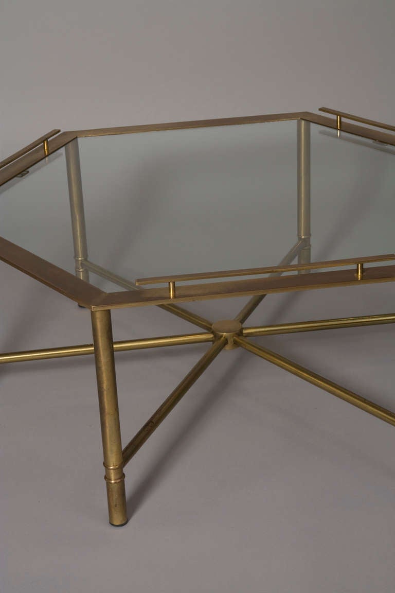 Bronze Hexagonal Glass Top Coffee Table by Mastercraft at 1stDibs