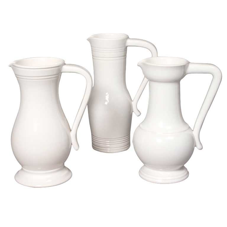 Set of Three White Ceramic "GHOST" Pitchers by Pol Chambost at 1stDibs