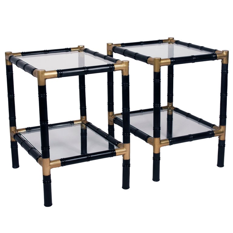 Lacquered Two Tier End Tables, Pair at 1stDibs