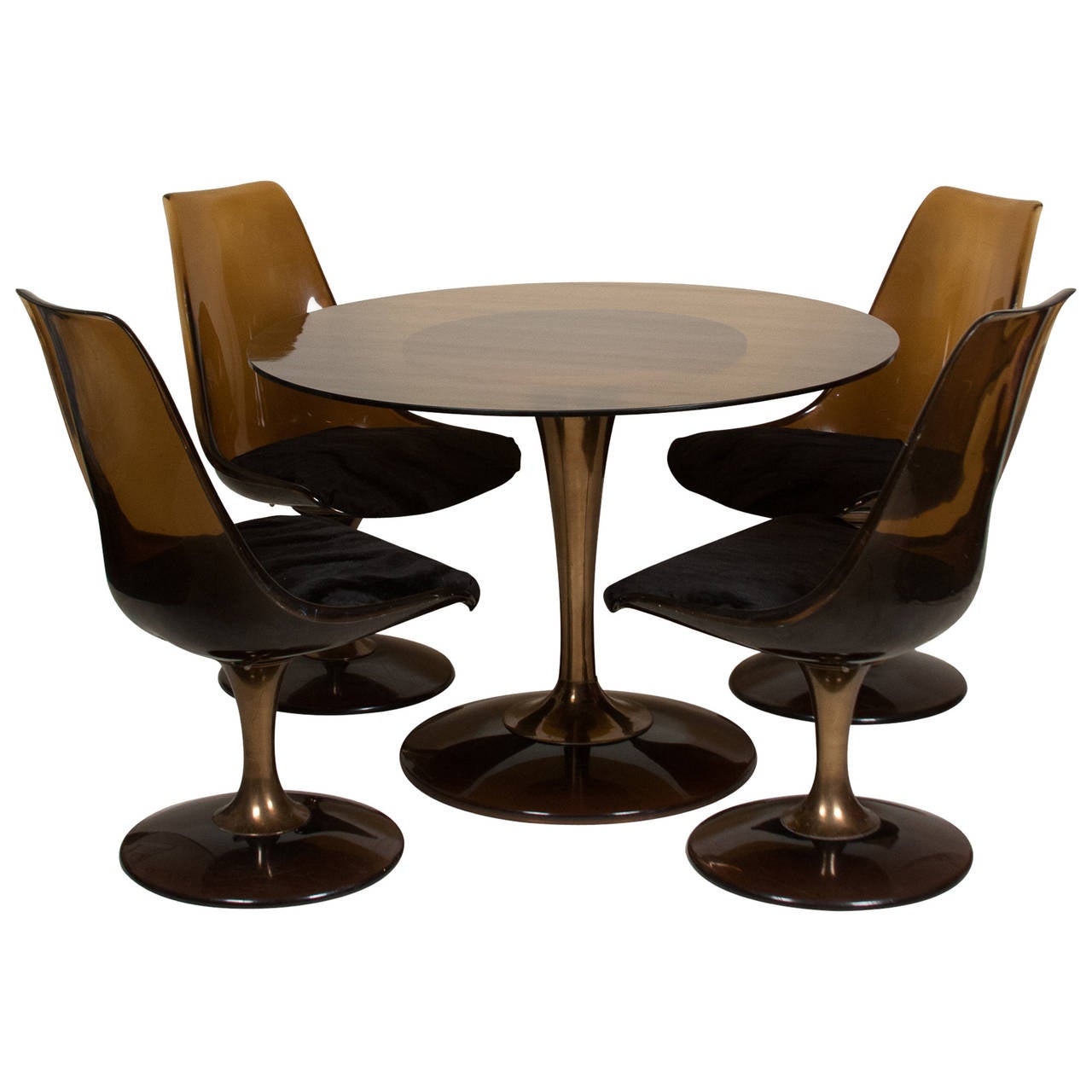 1970s Amber Glass-Top Tulip Dining Table and Chairs at 1stDibs | amber ...