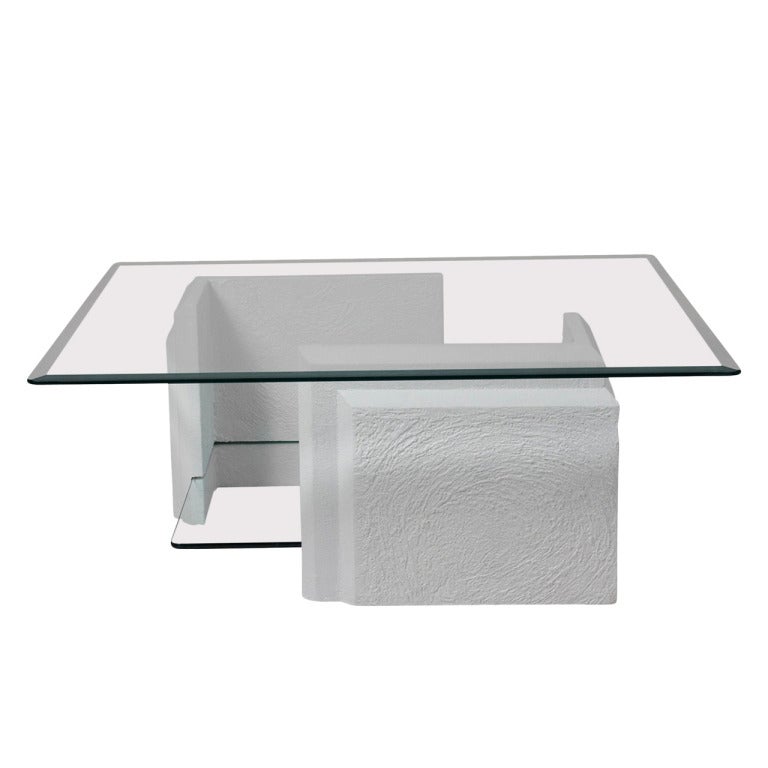 Stone and Glass Two Tier Coffee Table at 1stDibs