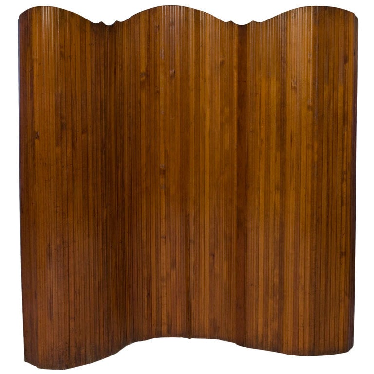 Beautiful Flexible Wave Form Wood Roll Up Screen at 1stDibs