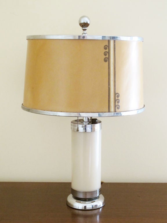 Rare Gilbert Rohde Table Lamp with Original Shade at 1stDibs