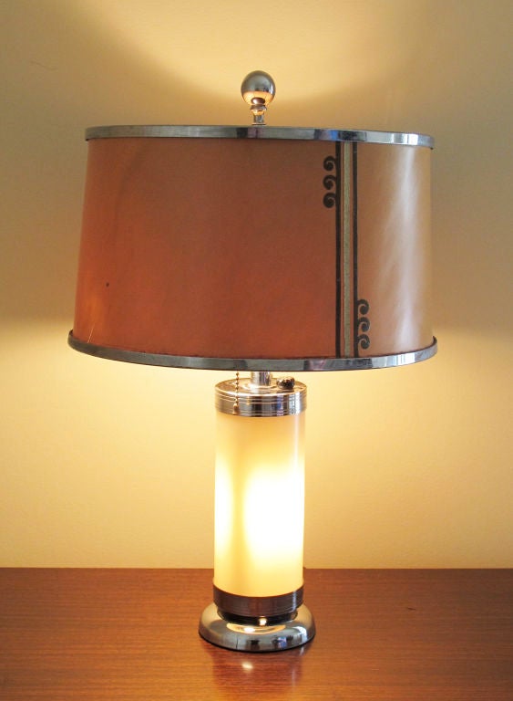 Rare Gilbert Rohde Table Lamp with Original Shade at 1stDibs