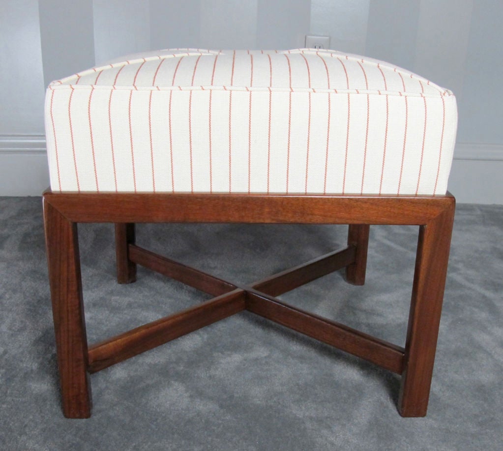 Pair of Mid Century X-Base Stools or Ottomans For Sale at 1stDibs